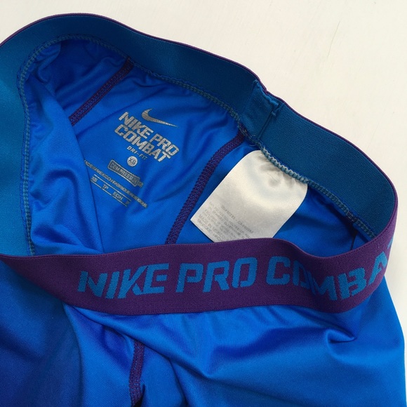 Nike | Pants & Jumpsuits | Nike Pro Combat Blue Purple Drifit Capri ...